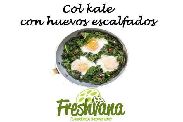 Kale cabbage with poached eggs